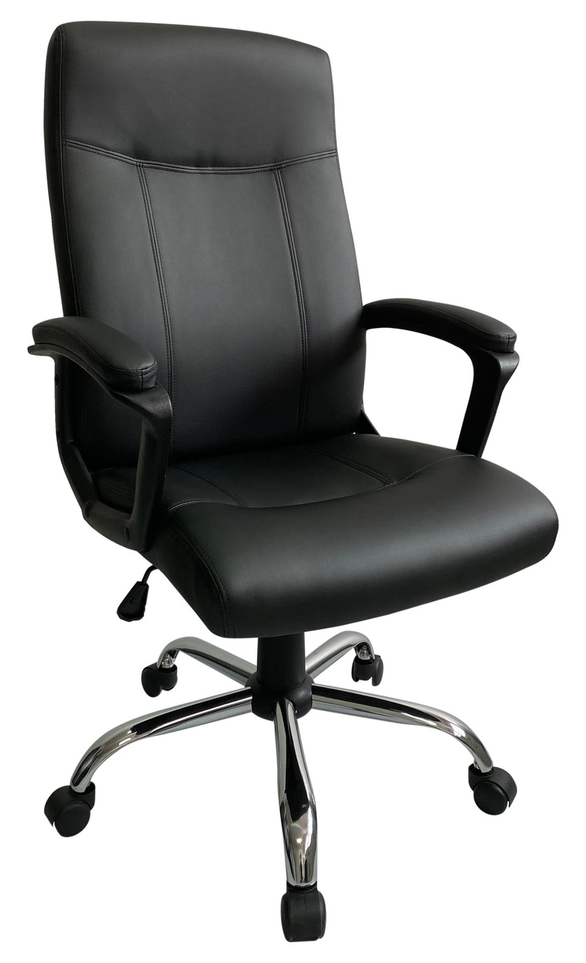 Swivel Executive Office Chair with High Back, Black PU Leather Seat an