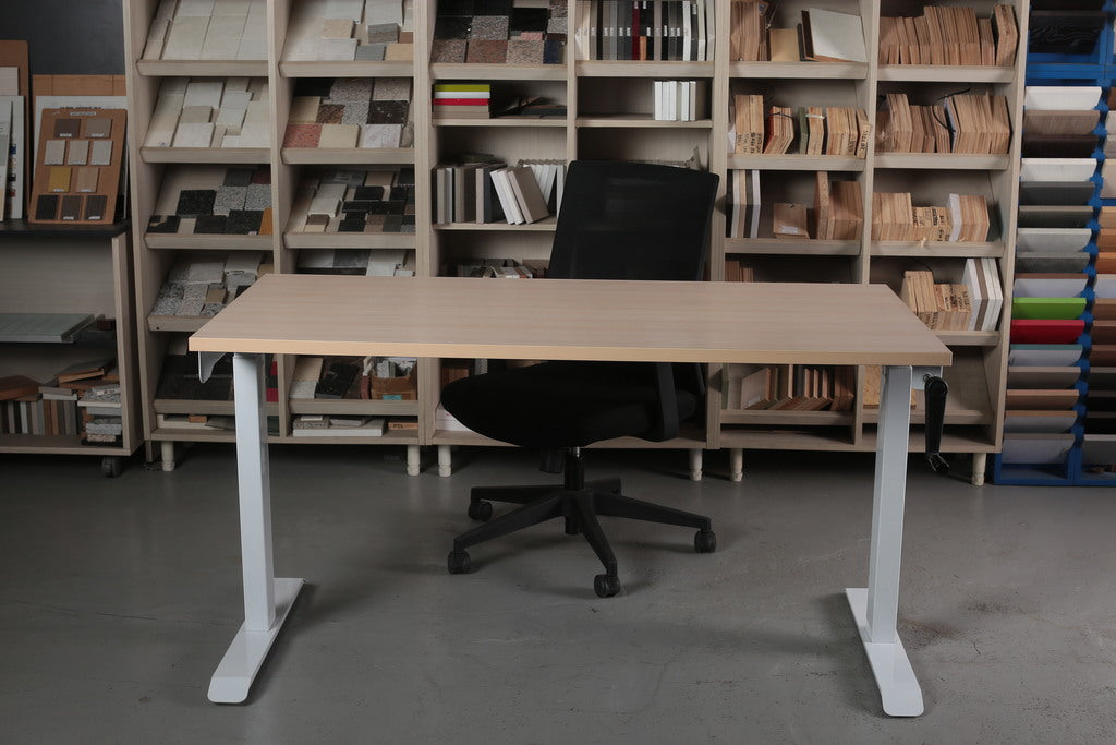 MIA White Manual Hand Crank Standing Adjustable Height Table, NT33-M1